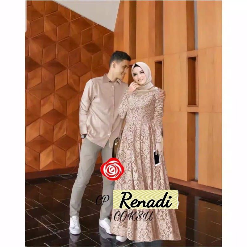 Jual BAJU GAMIS DRESS BRUKAT BROKAT COUPLE LENGAN TANGAN PANJANG LAPIS ...