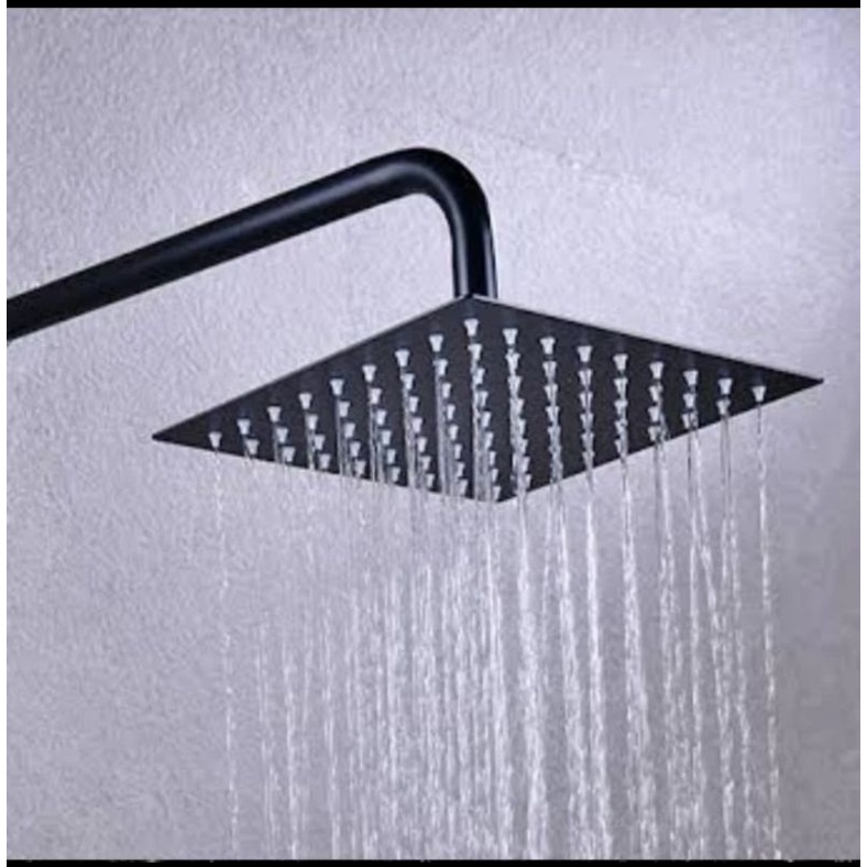 Jual Wall shower hitam 8 inchi kotak stainless / shower tanam kotak ...