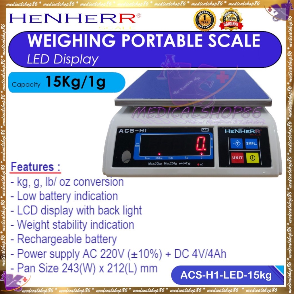 Jual HENHERR Weighing Portable Scale 15Kg x 1g - Timbangan Digital LED 15Kg x 1g | Shopee Indonesia