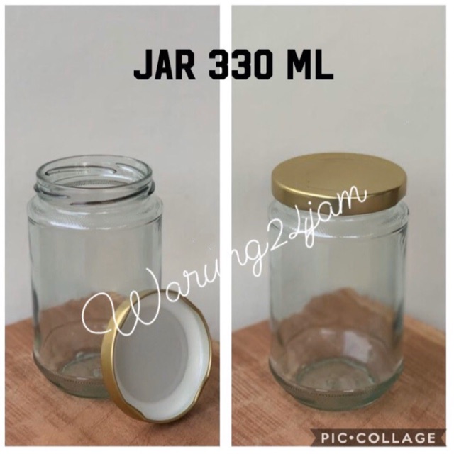 Jual toples jar botol kaca bulat selai madu kopi minuman 330ml Baru ...