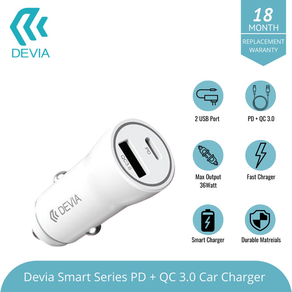 Jual Devia Smart Series PD & QC3.0 Car Charger | Shopee Indonesia