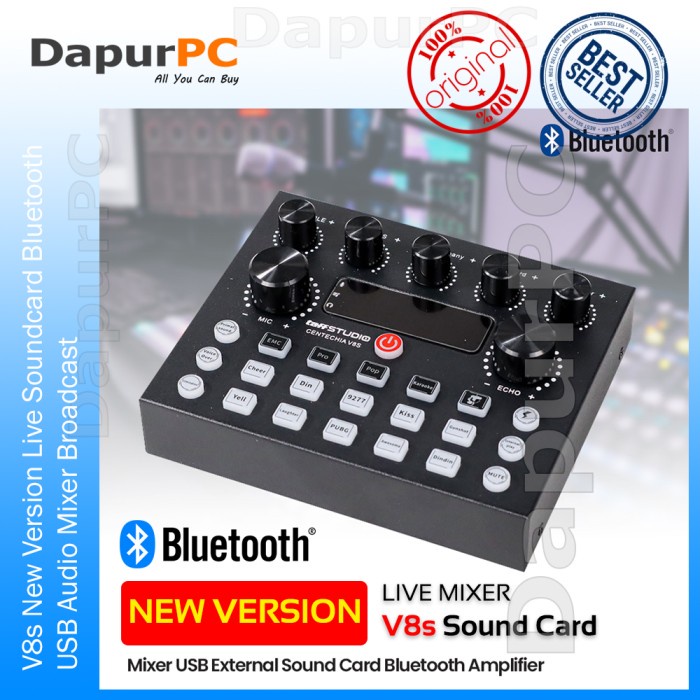 Jual V8s New Version Mixer USB Sound Card Live Broadcast Recording ...