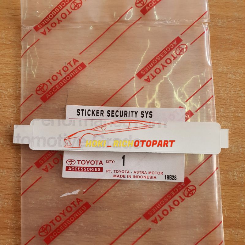Jual Sticker Stiker TOYOTA SECIRITY SYSTEM ORIGINAL | Shopee Indonesia