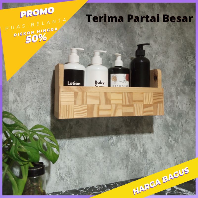 Jual Rak Botol Sabun Kayu Aeustetic Webing Anyaman Kayu | Shopee Indonesia