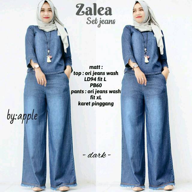Jual Zalea Set Jeans (apple) | Shopee Indonesia