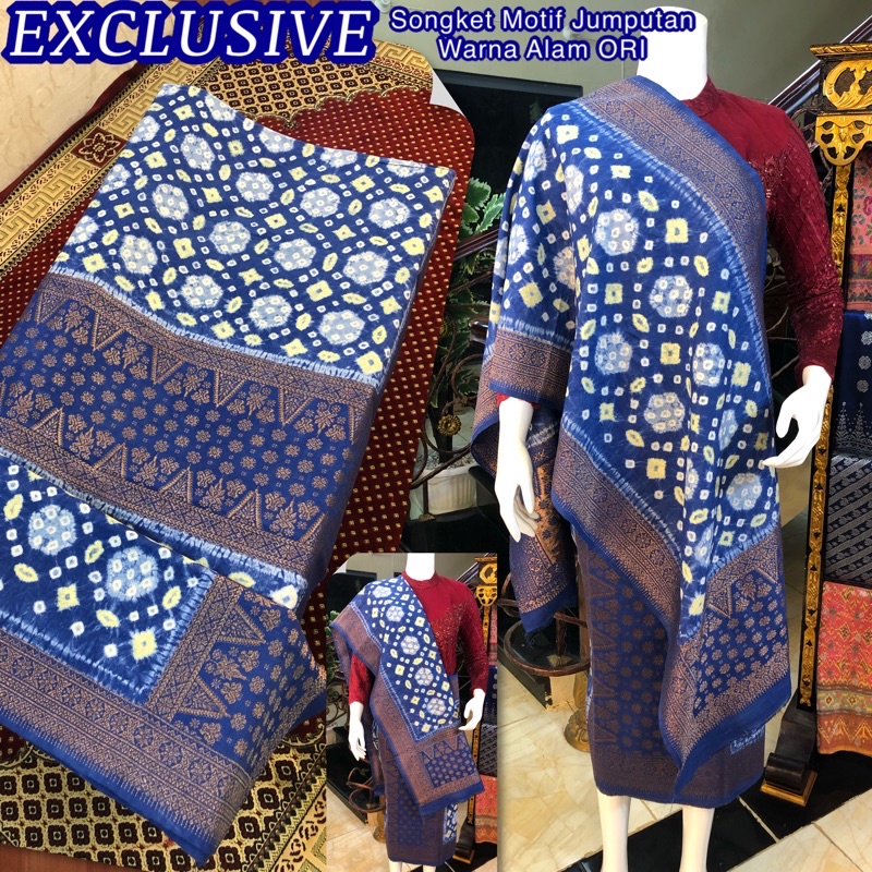 Jual EXCLUSIVE Songket Motif Jumputan warna Alam ORI/ Songket Palembang asli Tenun Tangan ilham ...