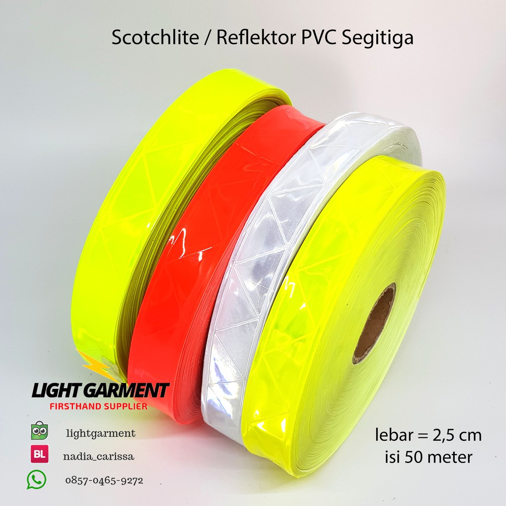 Jual Pita Scotchlite Skotlet Scotlight PVC Reflektif 2,5 cm per rol 50 ...