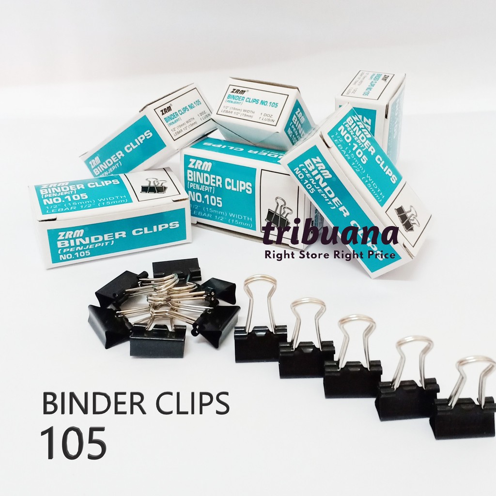 Jual Penjepit Kertas/Binder Klip 105 Size: 1/2" (15 mm) ZRM | Shopee Indonesia