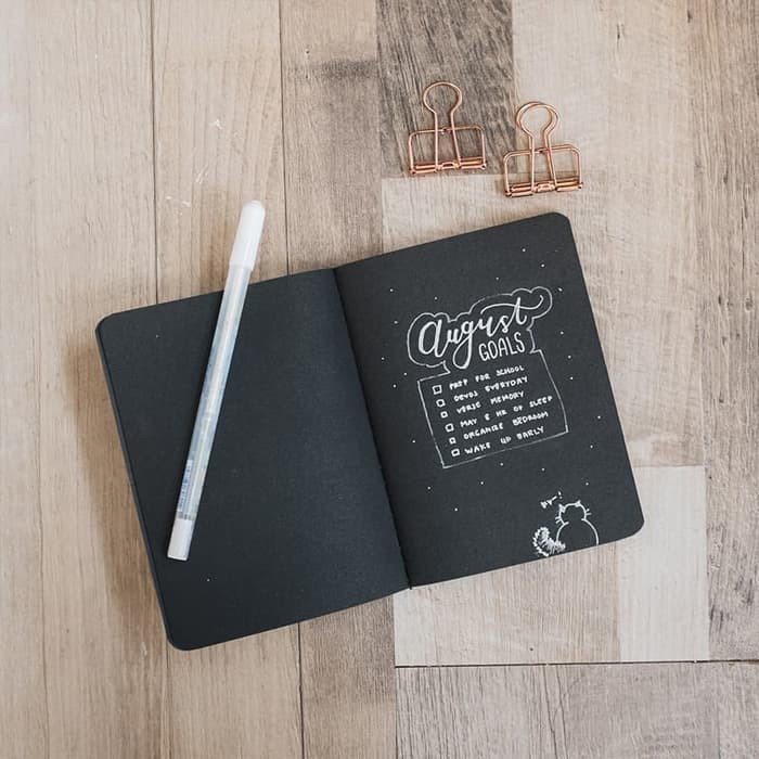 Jual BUKU TULIS BLACK PAPER PLAIN NOTEBOOK A6 KERTAS HITAM BOLPEN PUTIH ...