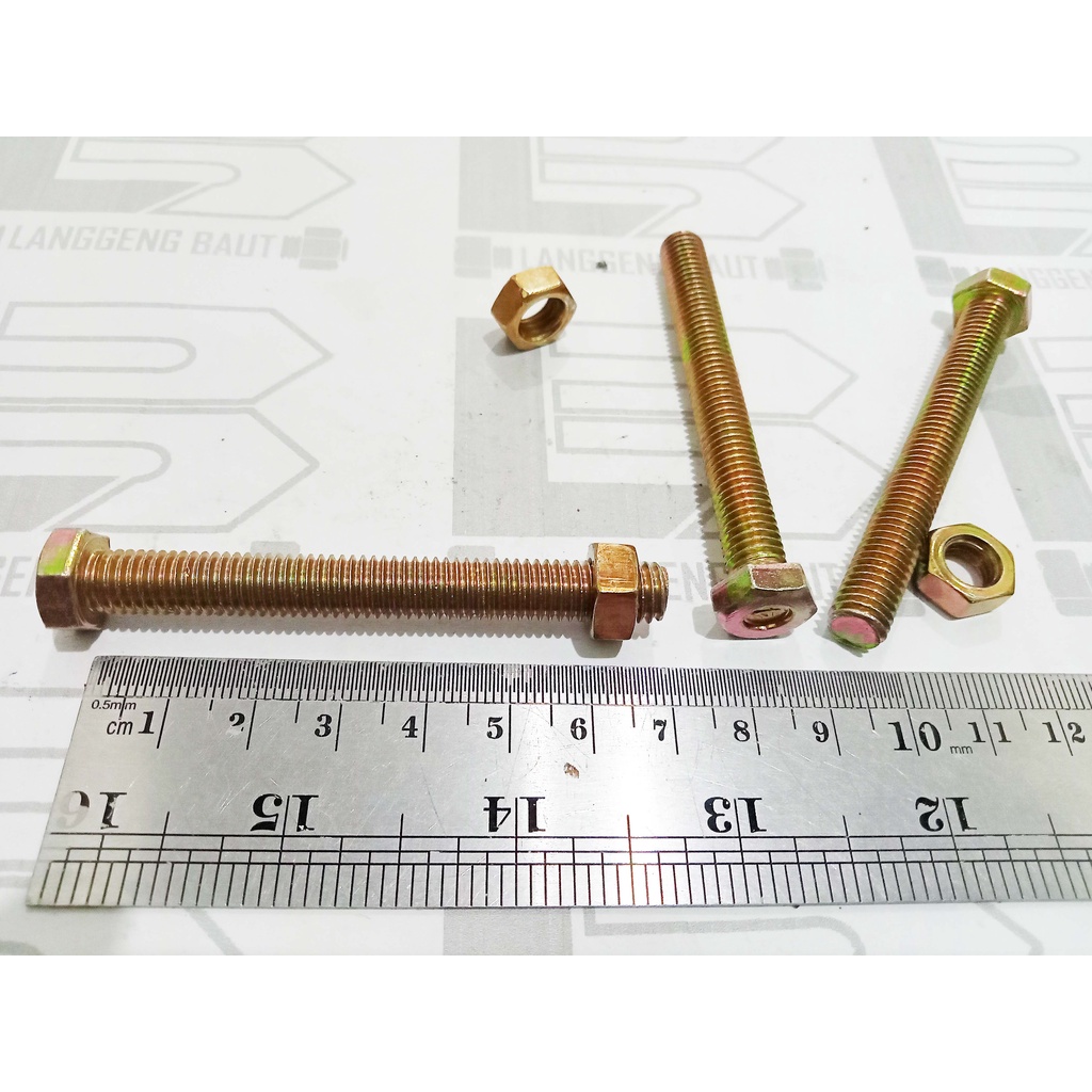Jual Baut Mur M8 x 70 Kuning / Baut Kunci 12 Panjang 7cm BMK M8x70 | Shopee Indonesia