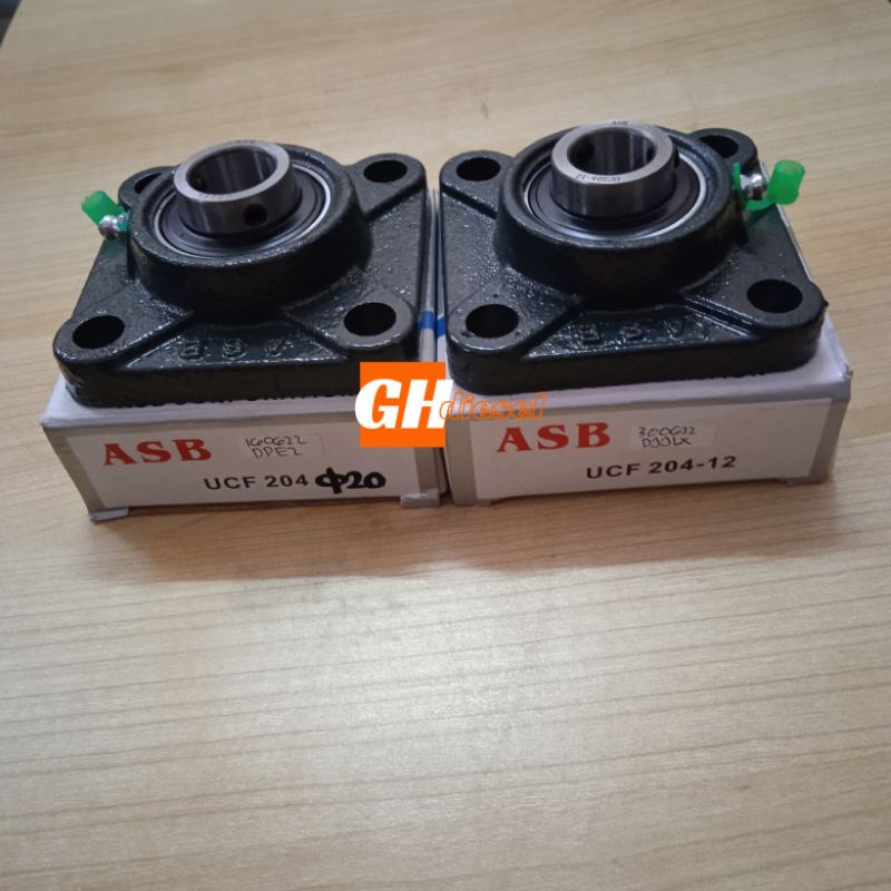 Jual pillow block bearing klaker UCF 204 as 19 & 20 mm merk ASB | Shopee Indonesia