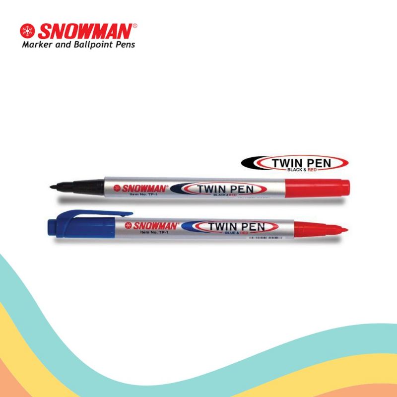 Jual SNOWMAN Spidol Twin Pen Spidol 2 Warna Spidol Bolak Balik isi 2 ...