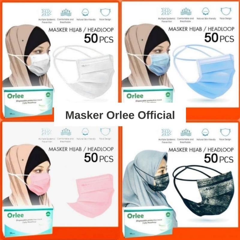 Jual MASKER ORLEE HEADLOOP ISI 50 all warna KEMENKES AMAN UNTUK ...