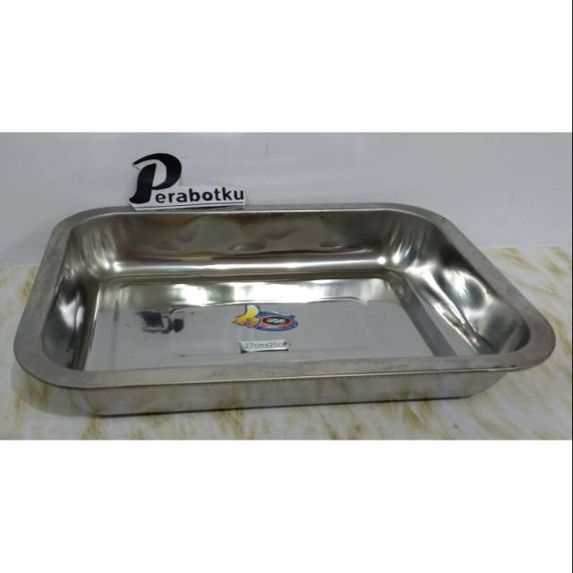 Jual Baking Tray Stenlis 27 x 20 cm / Nampan Loyang Segi / Wadah Saji ...
