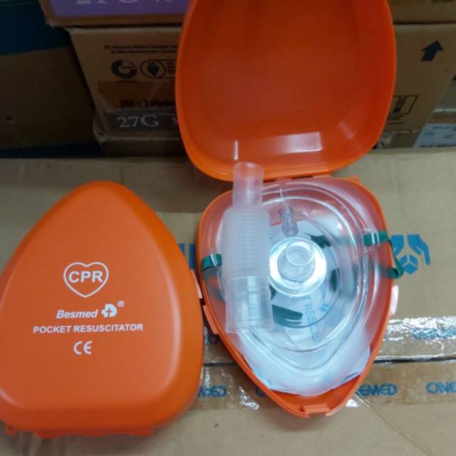 Jual Besmed masker CPR pocket tube resusitator alat bantu pernapasan ...