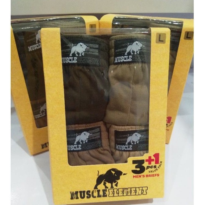 Jual Celana Dalam Pria (MUSCLE ELEMENT)3+1pcs Men's Brief ReadyCOD ...