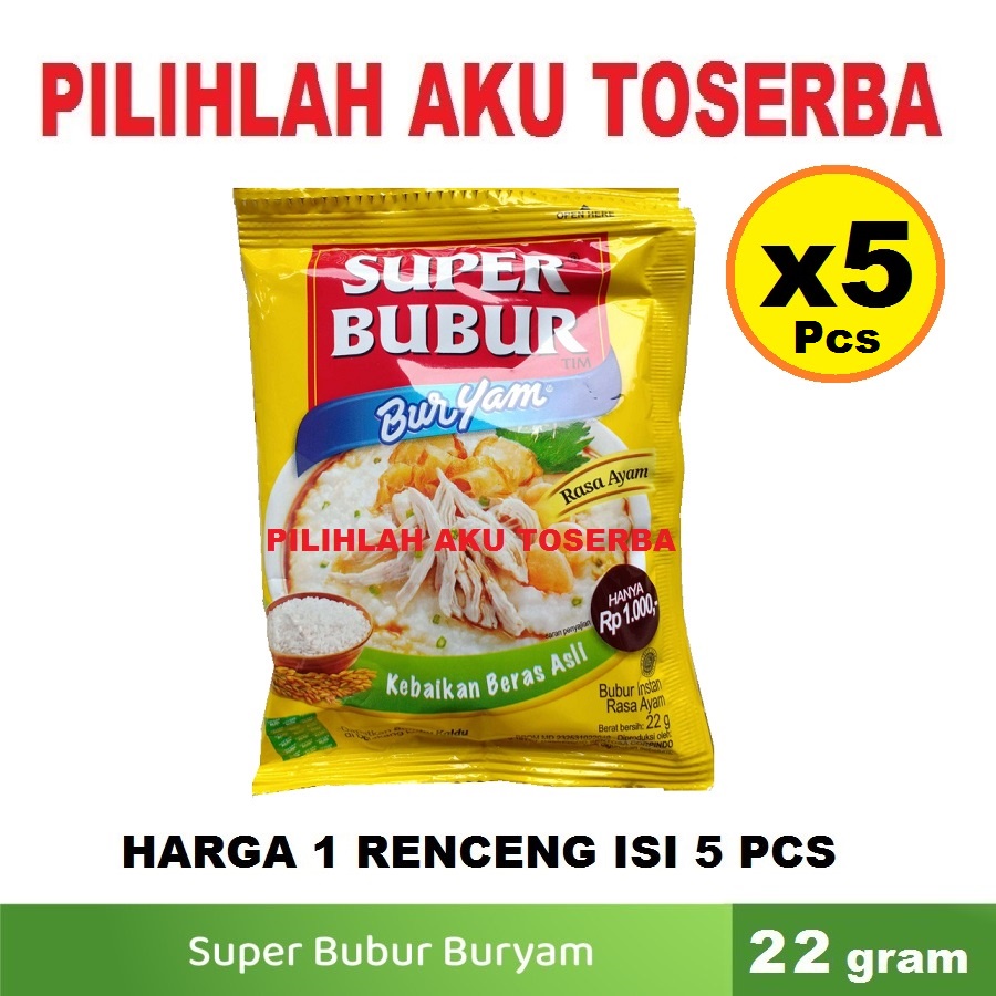 Jual Super Bubur Buryam Bubur Ayam @22 Gr - (HARGA 1 Renceng isi 5 Pcs ...