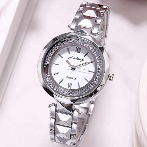 Jual JAM TANGAN WANITA RANTAI PESTA SILVER DIAMOND ORIGINAL STAINLESS ...
