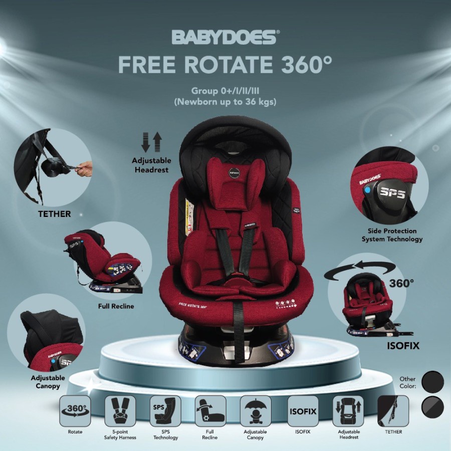 Jual Babydoes CH QH 8089B Free Rotate 360 Car Seat - Kursi Mobil Bayi ...