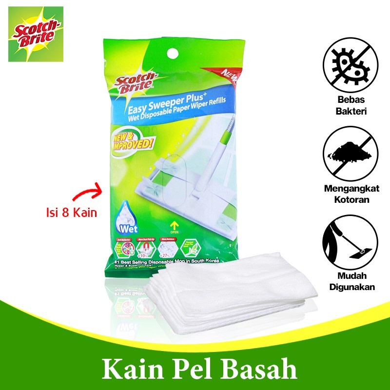 Jual EASY SWEEPER WET REFFIL 3M / REFFIL PEL BASAH SCOTH BRITE | Shopee ...