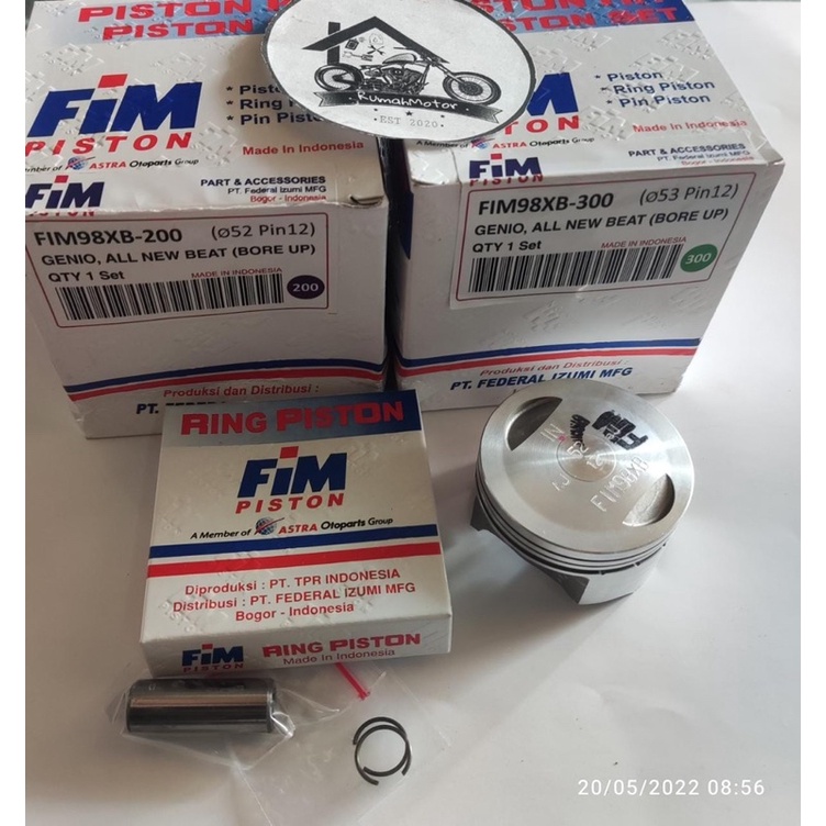 Jual PISTON KIT FIM 98 XB RIKO ITI BORE UP PIN12 PIN 12 HONDA GENIO ALL ...