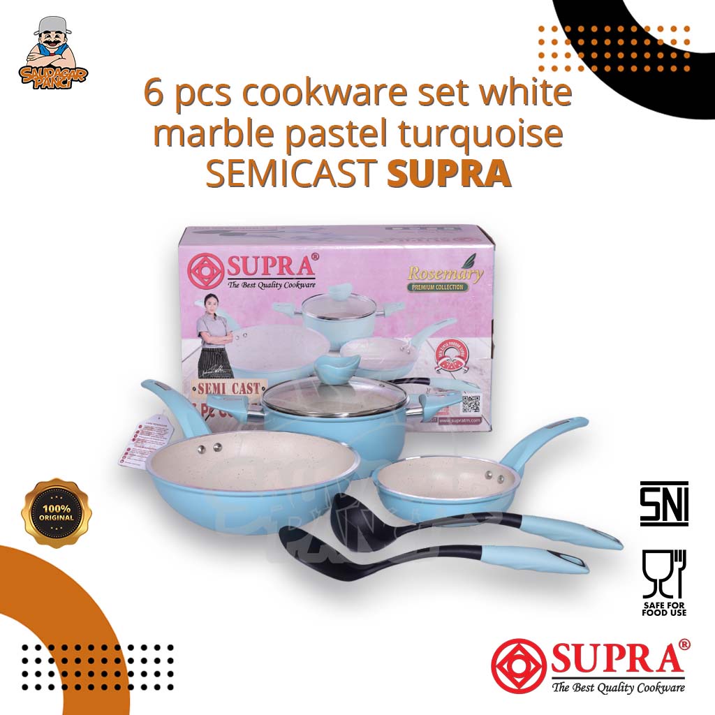 Jual Panci Set Supra 6pc White Marble / cookware set semicast Anti ...