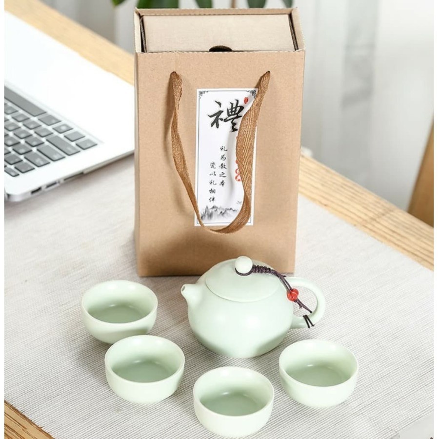 Jual TRADITIONAL CHINESE TEA SET 4 CUP CERAMIC HAMPERS TEKO SET CANGKIR ...