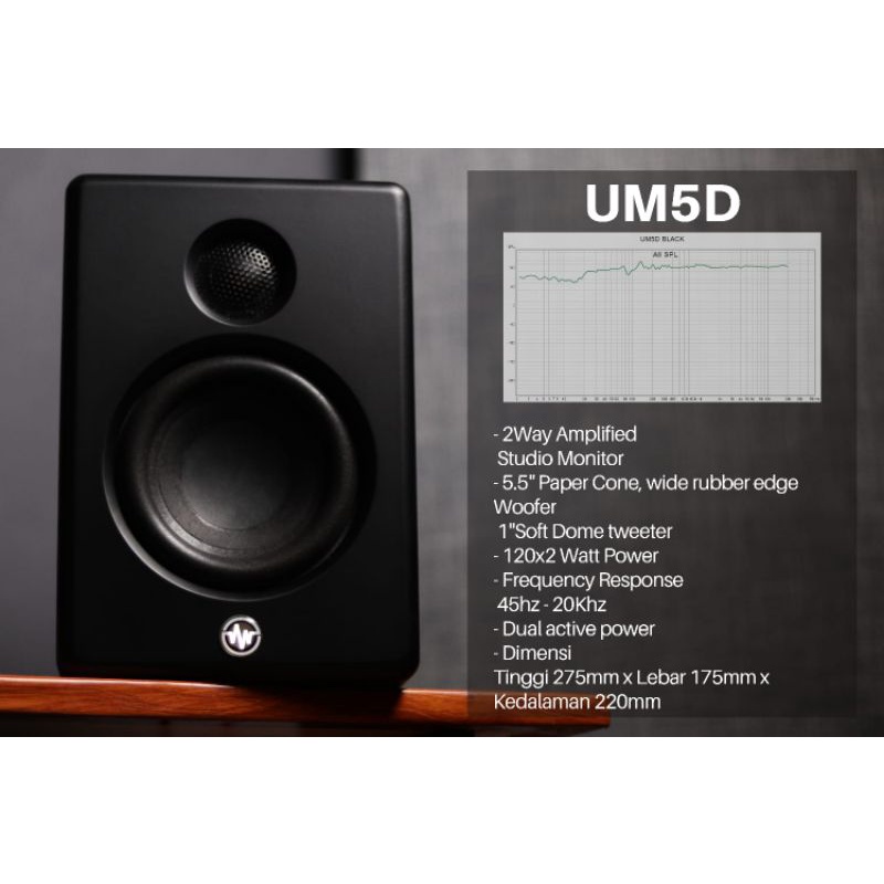 Jual Speaker Flat Recording UM5D MKIII MK3 Original UM Audio Black ...