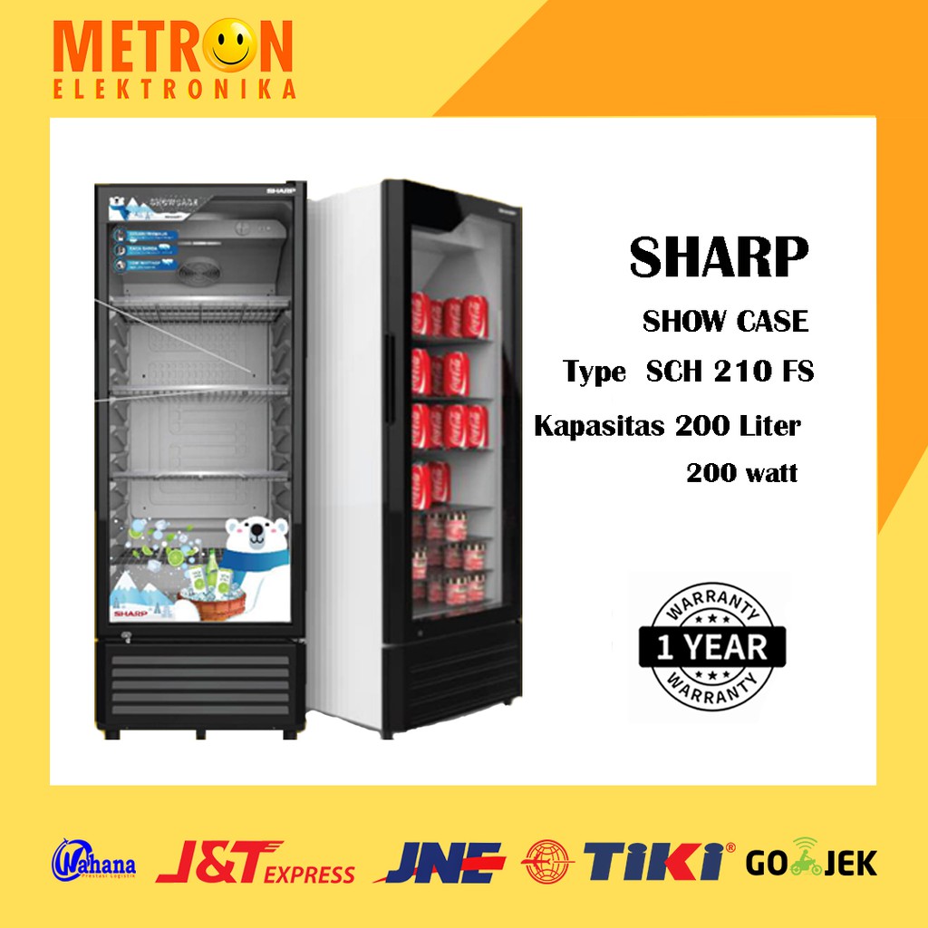 Jual SHARP SCH 210 FS / SHOW CASE 200 LITER DOUBLE GLASS DOOR ...