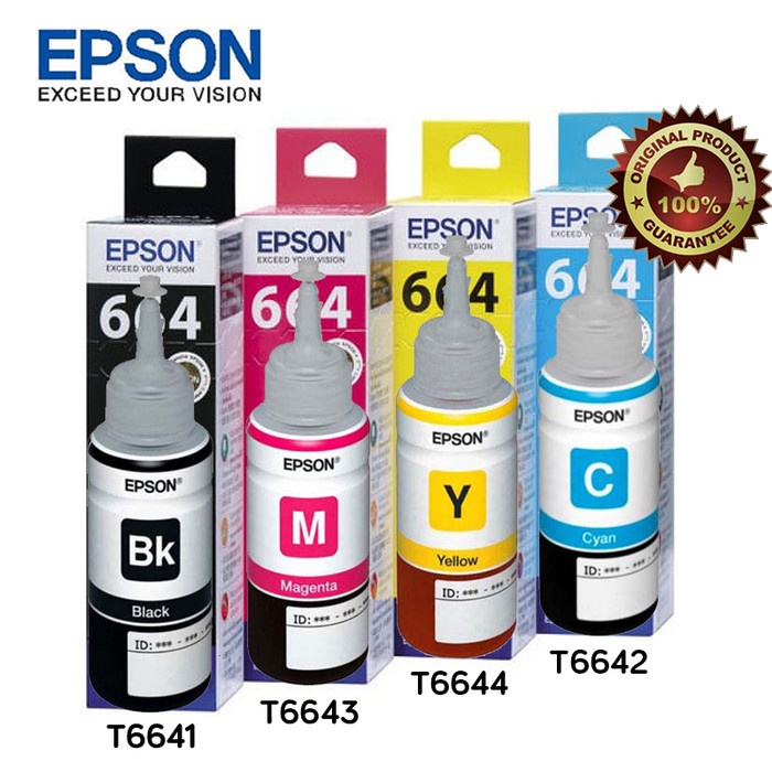 Jual Epson Tinta Botol Set Original T6641 - T6644 | Shopee Indonesia