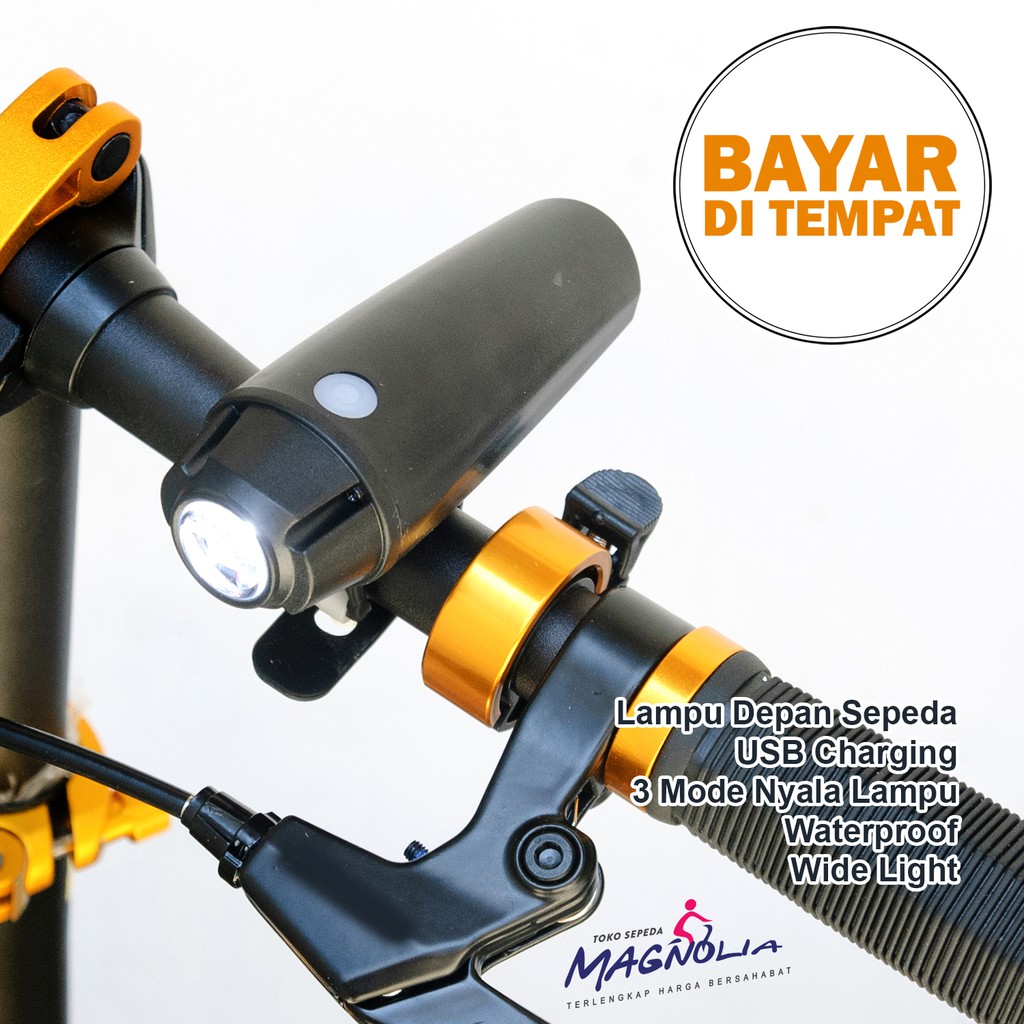 Jual Lampu Senter Sepeda Safety Light LED Cas Charger USB Aksesoris ...