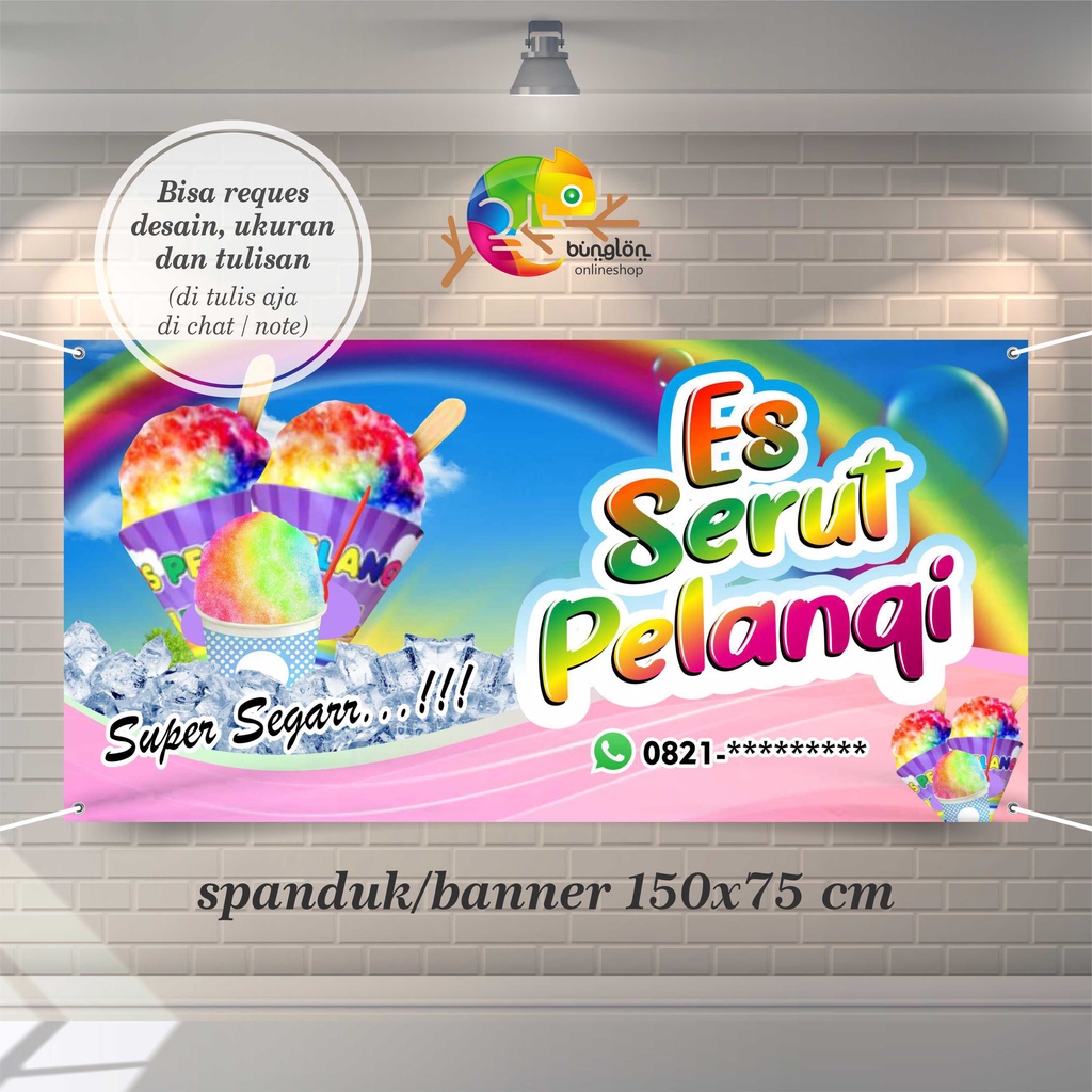 Jual Size 150x75 Spanduk Banner Es Serut Pelangi Shopee Indonesia