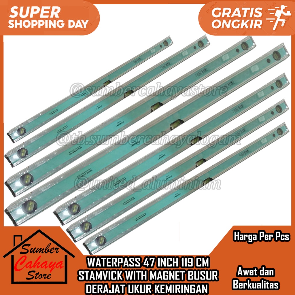 Jual WATERPASS 47 INCH 119 CM STAMVICK WITH MAGNET BUSUR DERAJAT ...