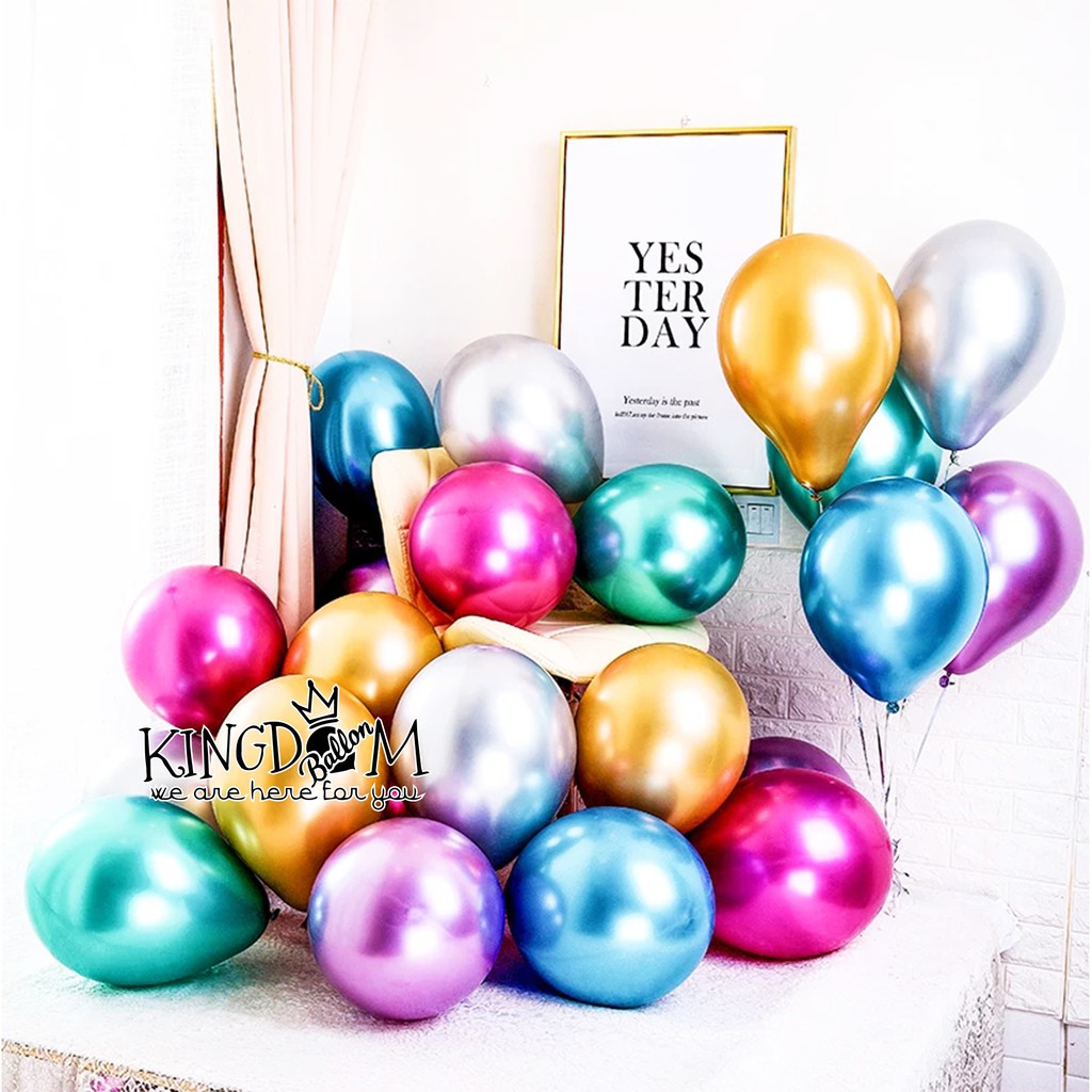 Jual Balon Latex Chrome per pack isi 50 / Metalic Balon Chrom Per Pack ...