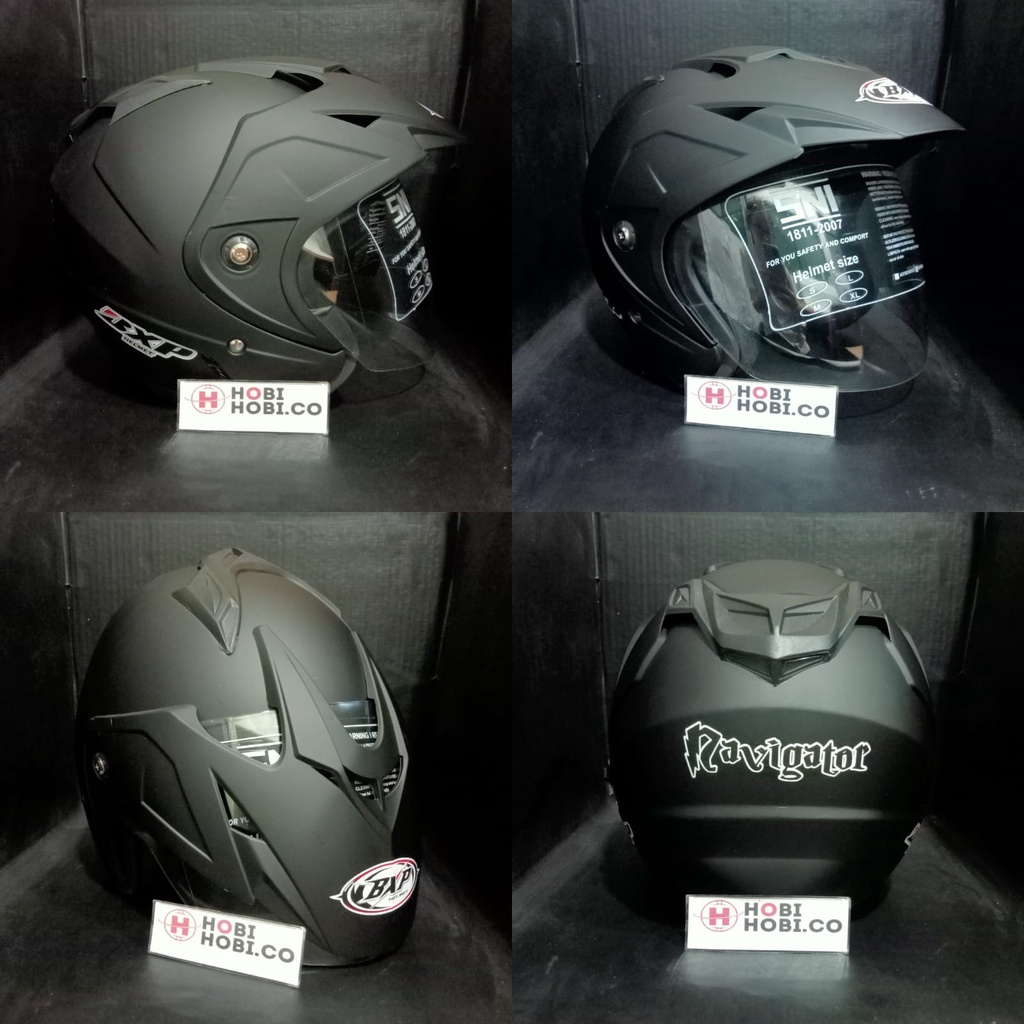 Jual HELM DUKE SOLID BLACK DOFF POLOS DOUBLE VISOR HALF FACE MURAH SNI ...