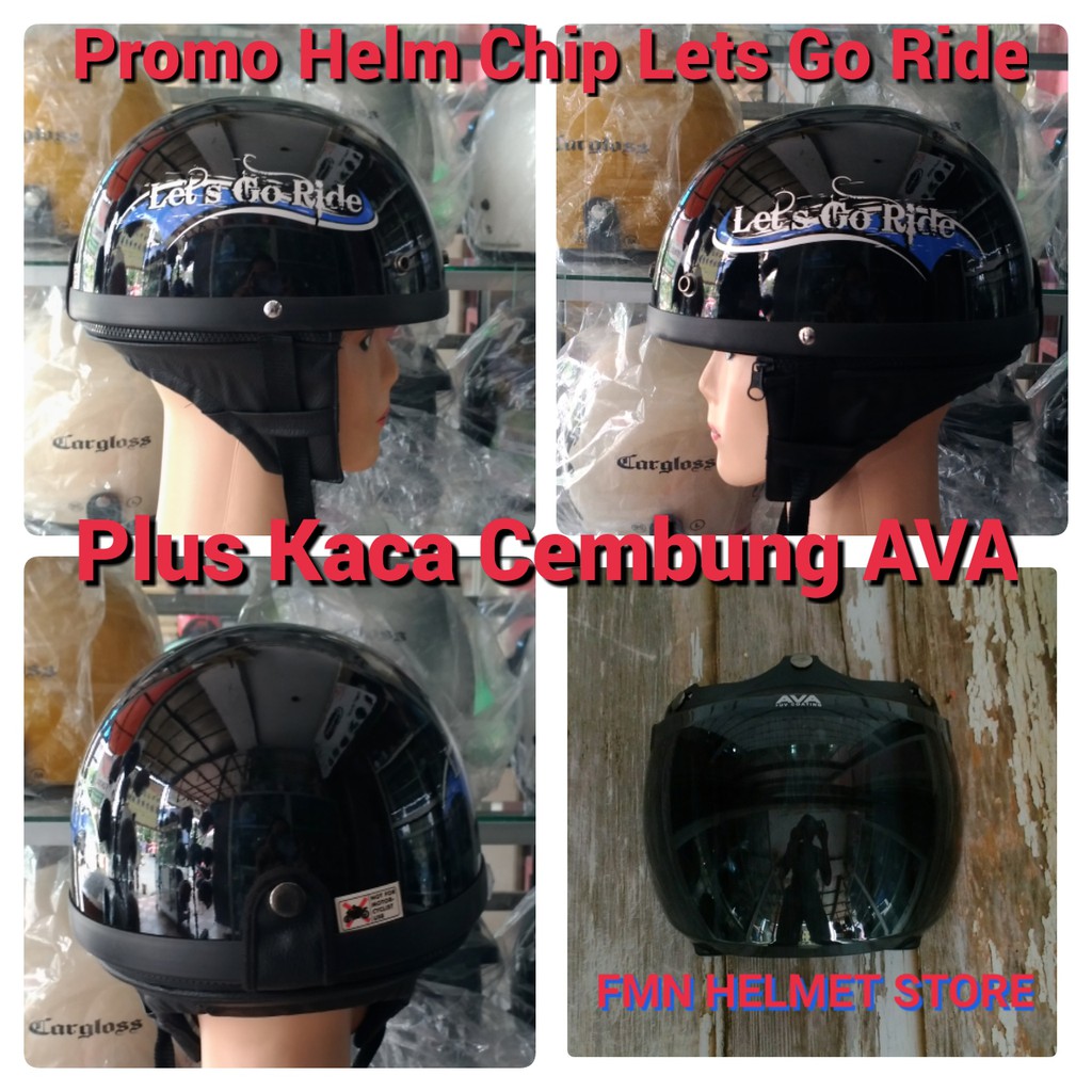 Jual Promo Helm Chip Catok Vespa Lets Go Ride Plus Kaca Cembung AVA ...