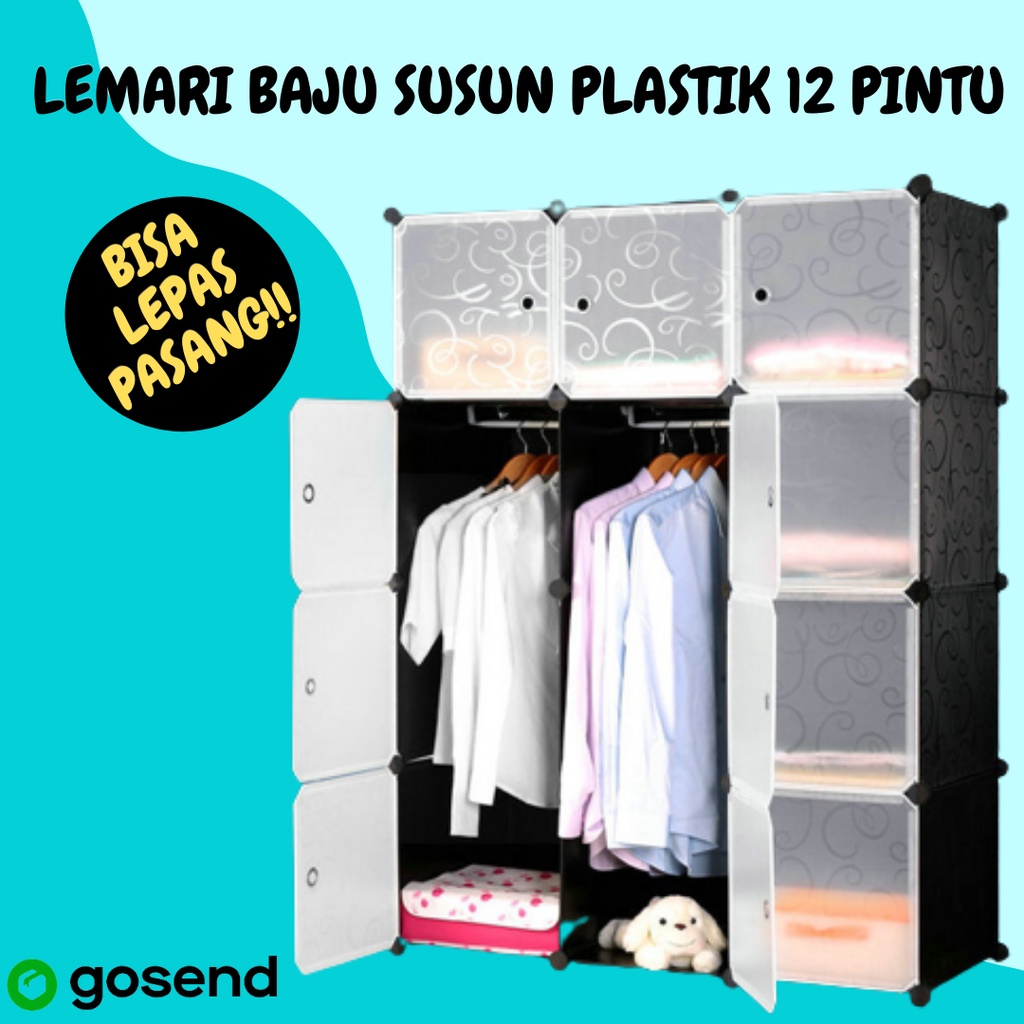 Jual Almari Rak Lemari Pakaian DIY Tempat Baju Susun Plastik Bongkar ...