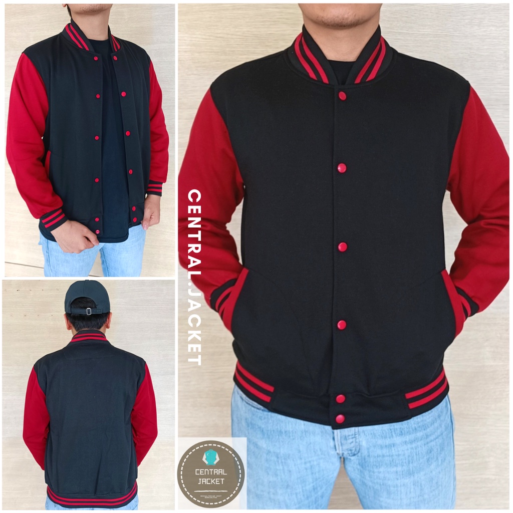 Jual Jaket Baseball Polos Pria - Jaket Varsity Premium Tebal - Central ...