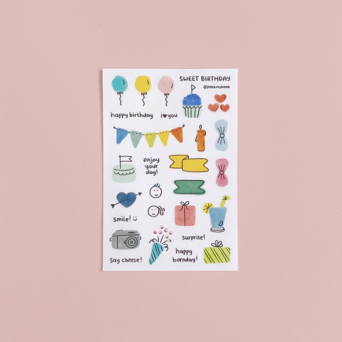 Jual Sticker lucu Peekmybook Sweet Birthday / cute stickers / stiker ...