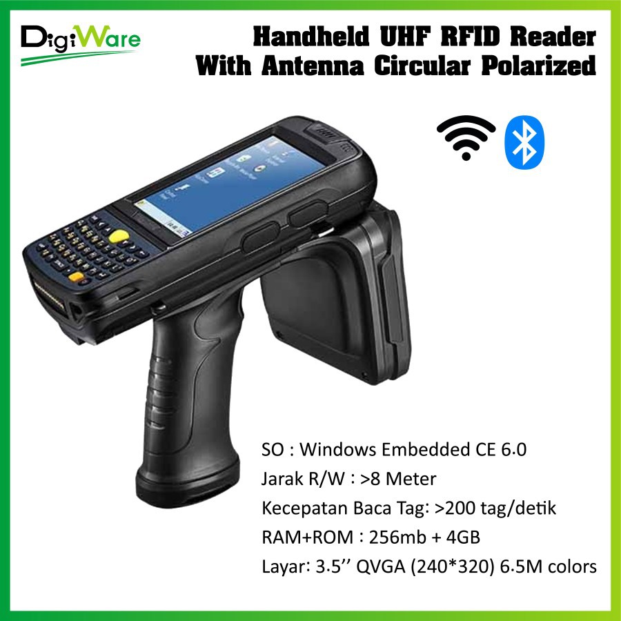 Jual Handheld UHF RFID Reader With Antenna Circular Polarized C3000 ...