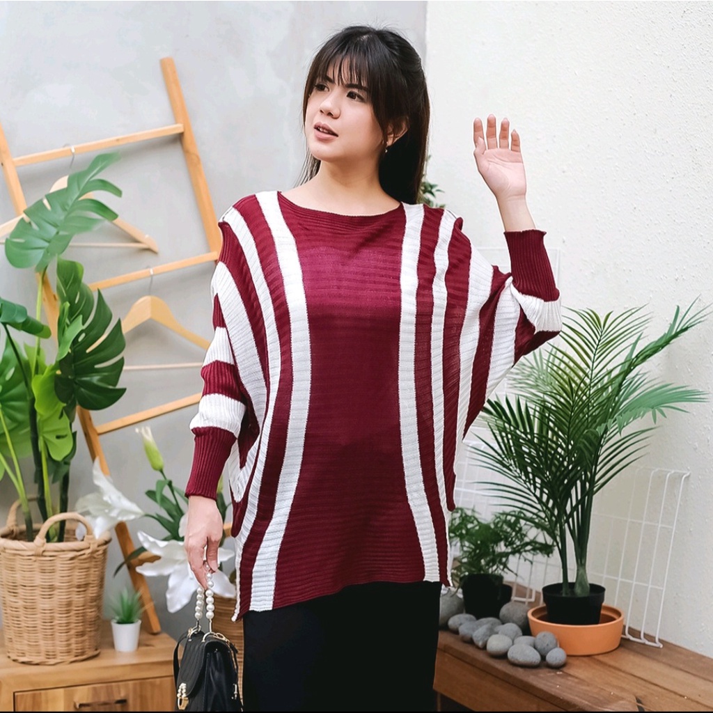 Jual sweater rajut blouse batwing polet zebra/atasan blouse outfit ...