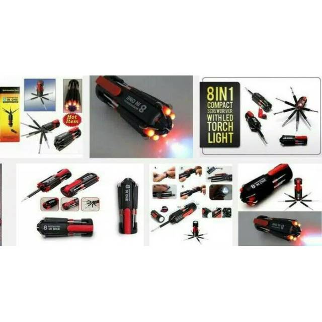 Jual Obeng 8 in 1 Lampu Senter LED Set Lengkap Screwdriver Multifungsi ...