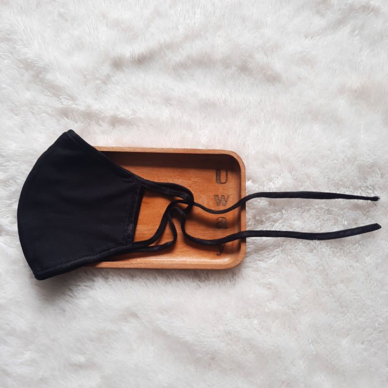 Jual masker kain hitam polos hijab 2 lapis ( dewasa ) | Shopee Indonesia