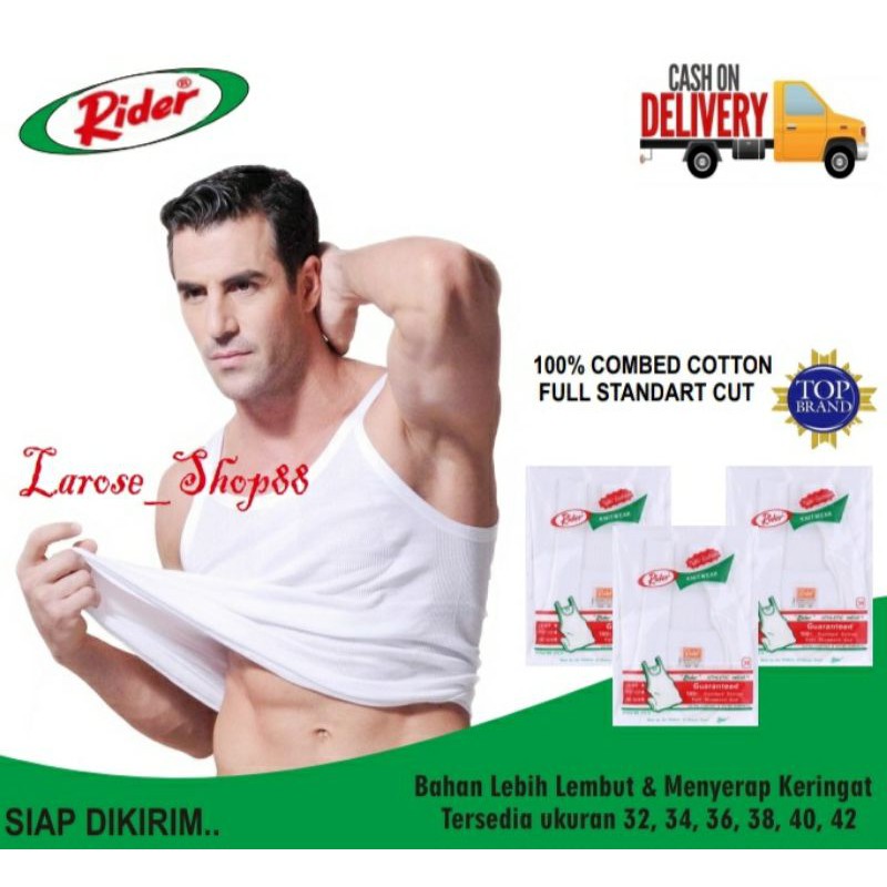 Jual SINGLET RIDER R123B ORIGINAL | Kaos singlet pria rider salur putih ...