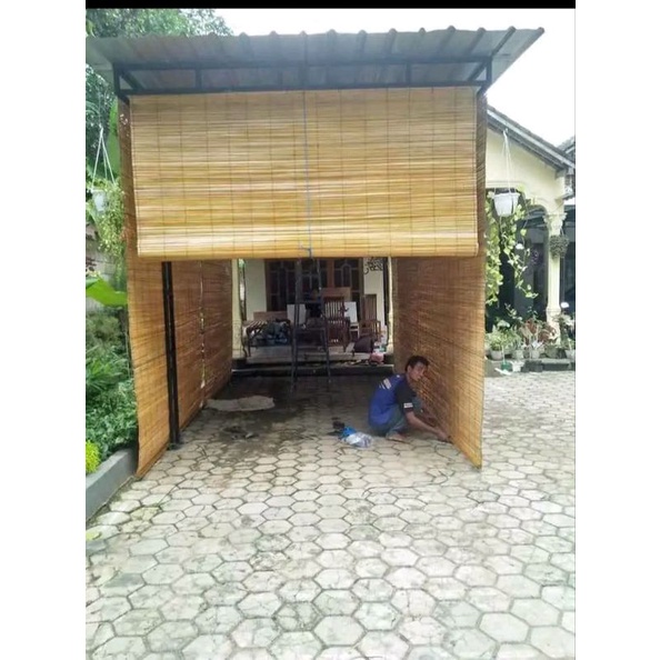 Jual tirai bambu krey outdoor kilit bambu sawit uk 2x3m pull set tali ...
