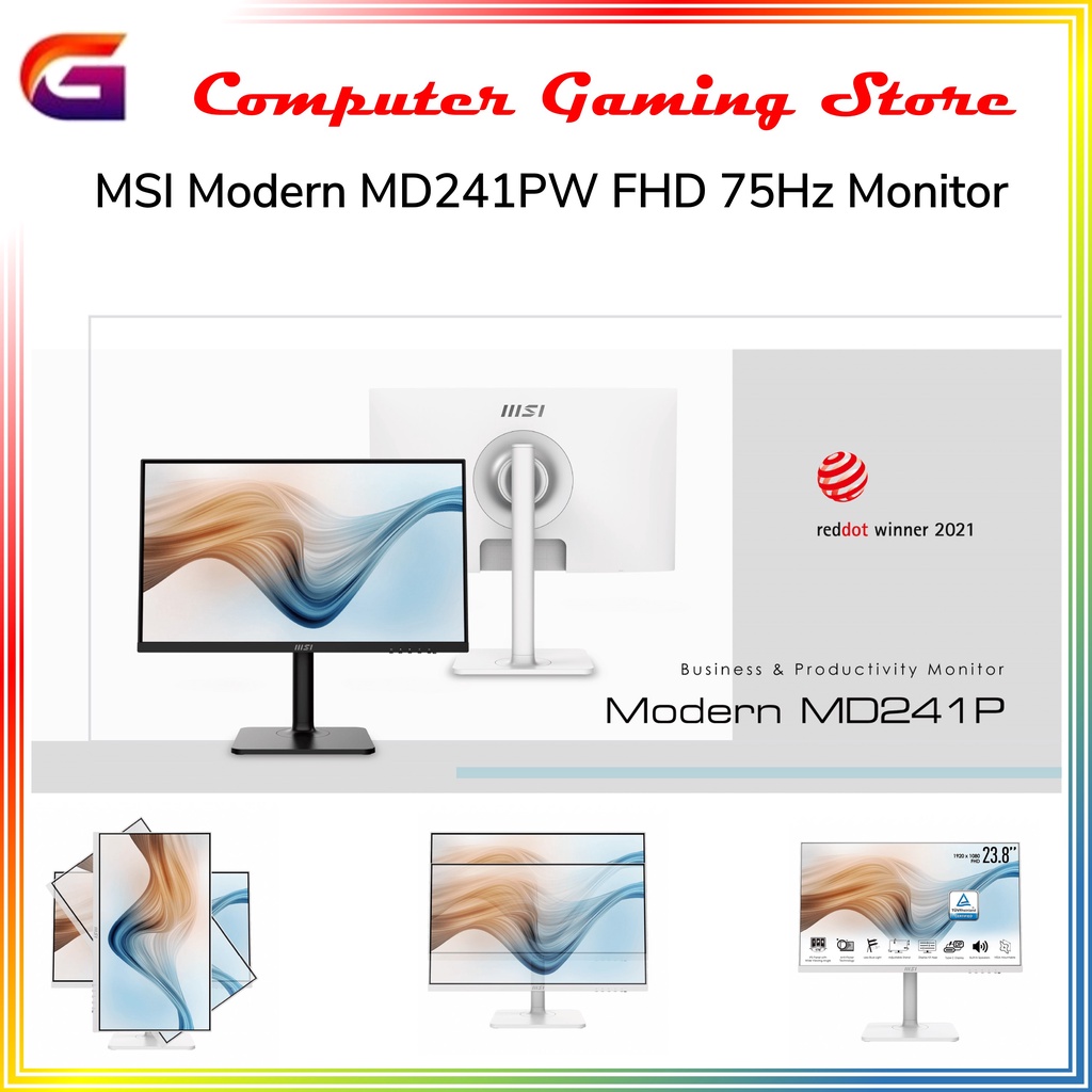 Jual MSI Modern MD241PW - 1080P 75Hz Full HD 24" Inch Monitor | Shopee ...