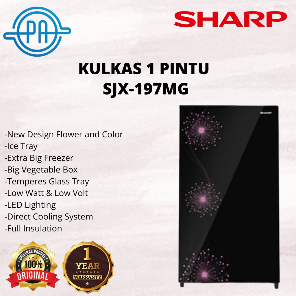 Jual KULKAS SHARP SJX 197 MG LEMARI ES 1 PINTU SJX197MG SJX 197MG SHINE ...