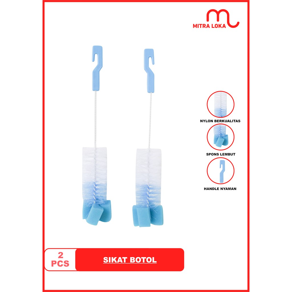 Jual Mitra Loka Sikat Botol Susu Gagang Panjang Spon Pembersih Cangkir ...