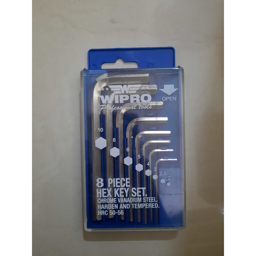 Jual WIPRO Kunci L Set 8 PCS 2-10mm Box PVC Biru / HexKey SET CRV ...