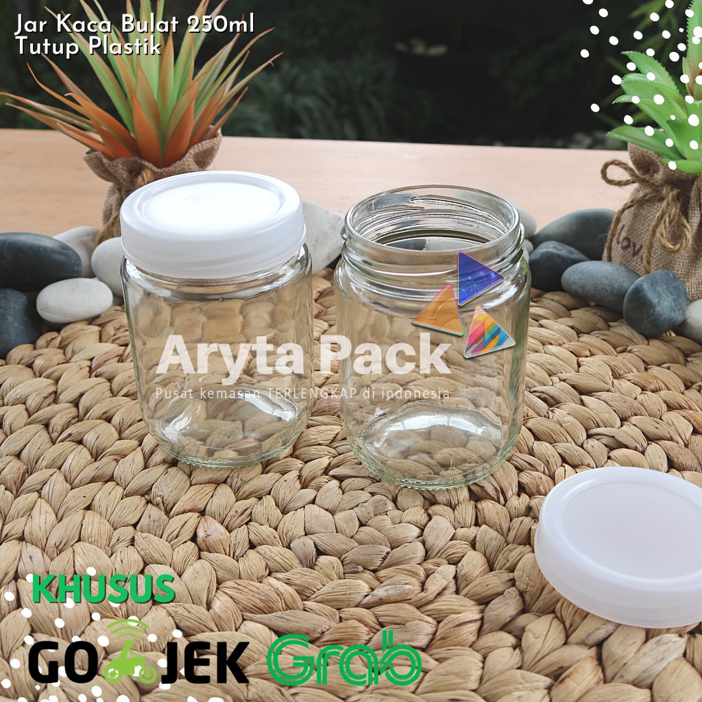 Jual Jar kaca 250ml round bulat OI glass jar toples tutup plastik new ...
